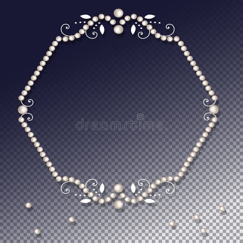 Pearl Frame with Decorative Elements Isolated on Transparent Background ...