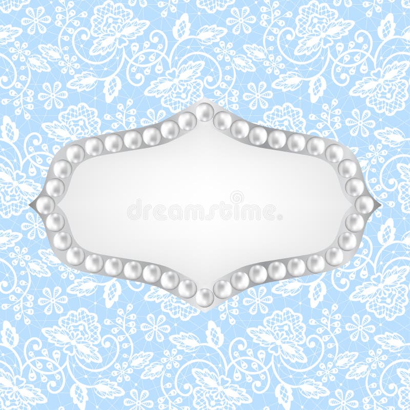 Pearl Frame on Lace Background Stock Vector - Illustration of retro ...
