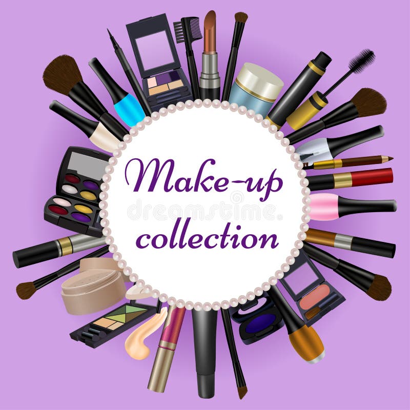 Pearl Frame with Makeup Set Stock Vector - Illustration of color, nail ...