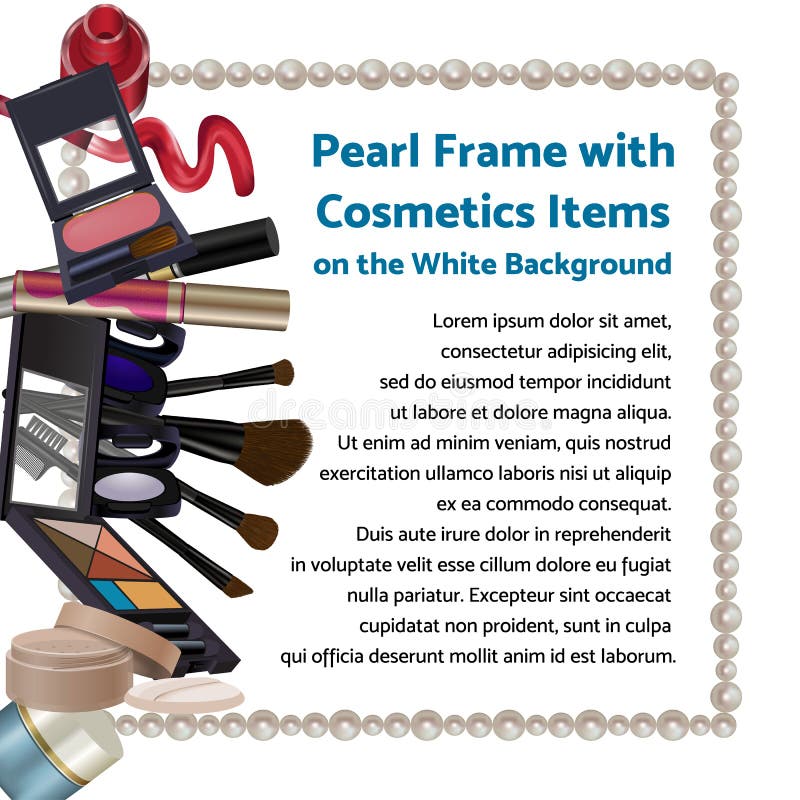 Pearl Frame with Makeup Set Stock Vector - Illustration of cosmetic ...