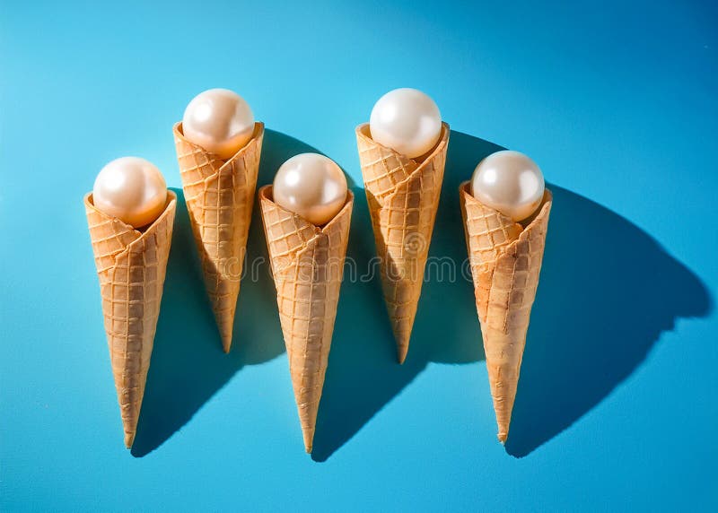 Pearl in the Ice Cream Cones Stock Illustration - Illustration of ...