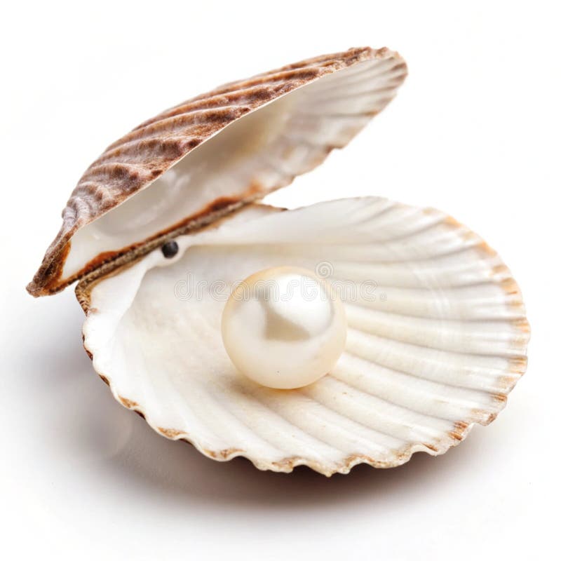 Pearl Inside Scallop Shell Isolated Stock Illustration - Illustration ...