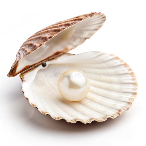 Pearl Inside Scallop Shell Isolated Stock Illustration - Illustration ...
