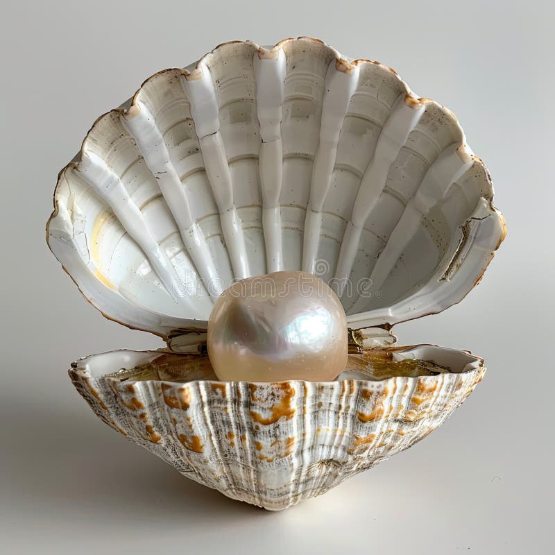 Pearl Inside Seashell Isolated on White Background Stock Image - Image ...