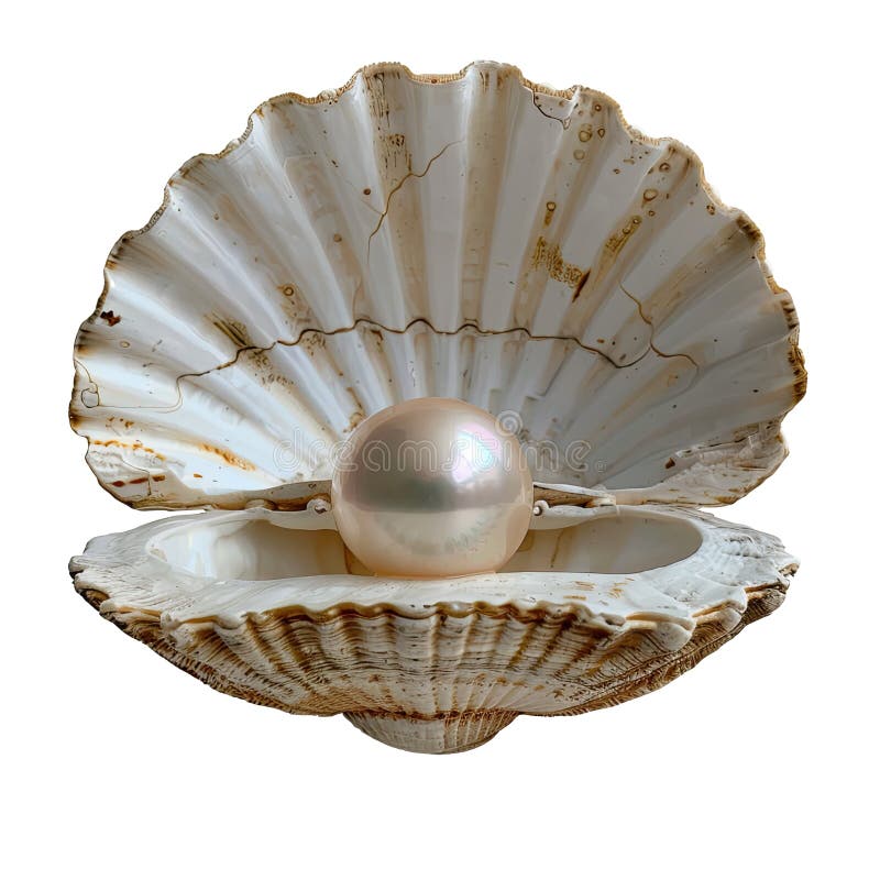 Pearl Inside Seashell Isolated on White Background Stock Photo - Image ...
