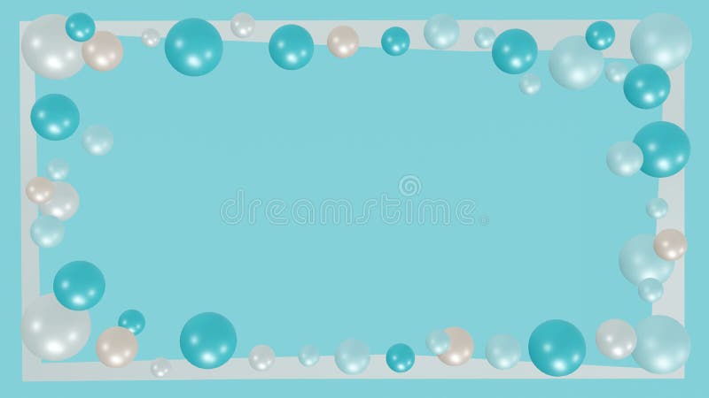 Pearl-like Blue Bubbles Floating Frame on Bright Blue Background Stock ...