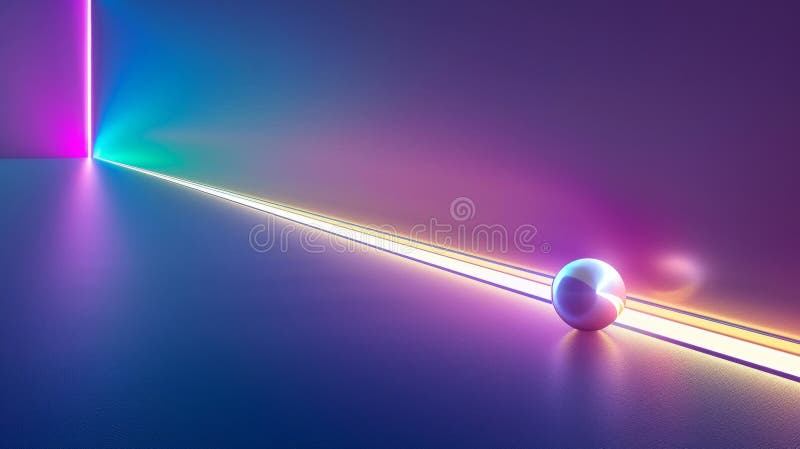 A Pearl-like Sphere Rests on Satin Under Neon Lights, Creating a ...