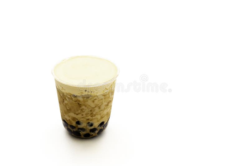 Pearl Milk Tea with Cream on Top Isolated in Clipping Path. Stock Photo ...