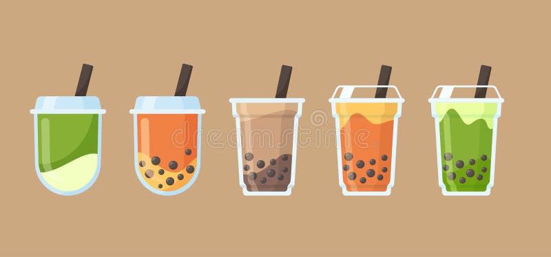 Pearl Milk Tea Vector. Popular Sweet Drinks Menu Stock Vector ...