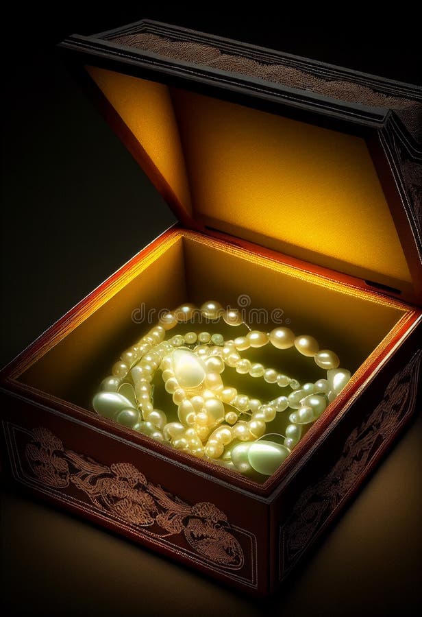 Pearl Necklace in a Box. AI Generated Stock Illustration - Illustration ...