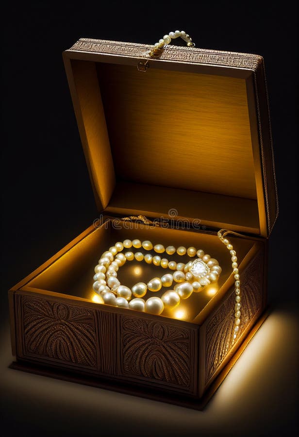 Pearl Necklace in a Box. AI Generated Stock Illustration - Illustration ...