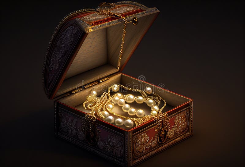 Pearl Necklace in a Box. AI Generated Stock Illustration - Illustration ...