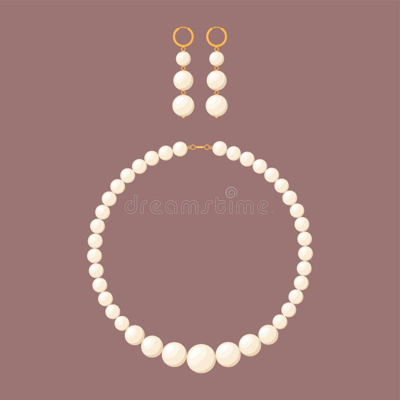 Pearl Necklace and Earrings. Vector Illustration Stock Vector ...