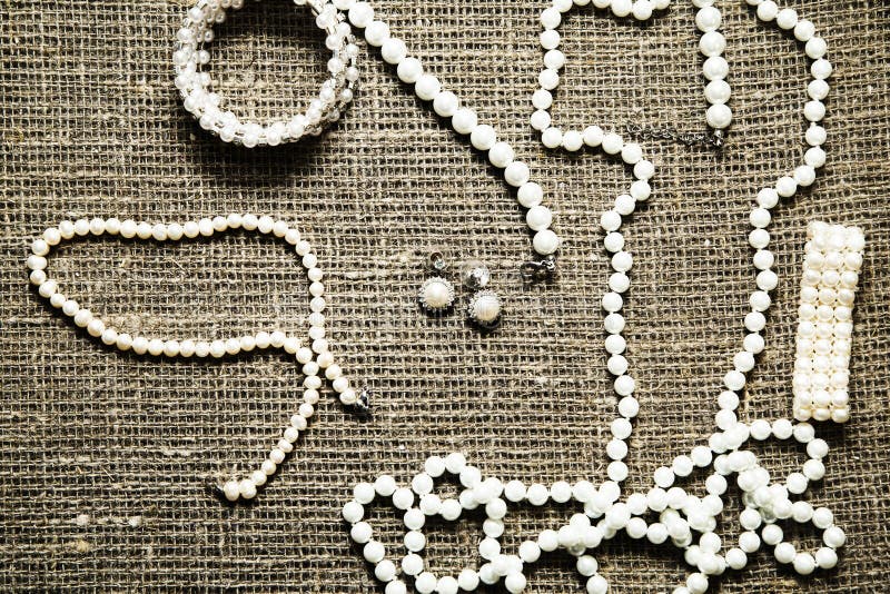 Pearl Necklace on Fabric Material Stock Photo - Image of isolated ...