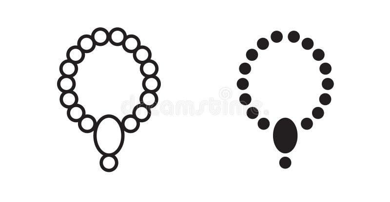 Pearl Necklace Thin Line Vector Icon Set Stock Vector - Illustration of ...