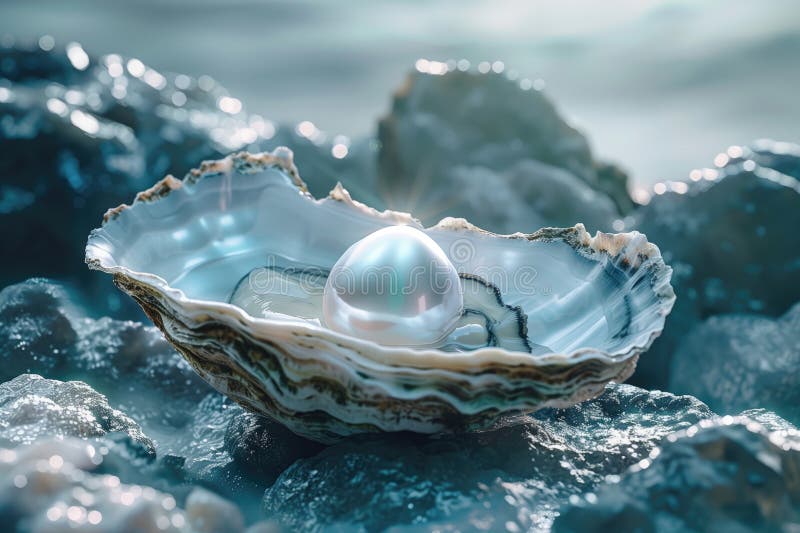 Pearl in an Open Oyster Shell Stock Image - Image of natural, lustrous ...