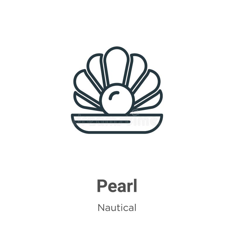 Seashell With Pearl Outline Icon Stock Vector - Illustration of bead ...