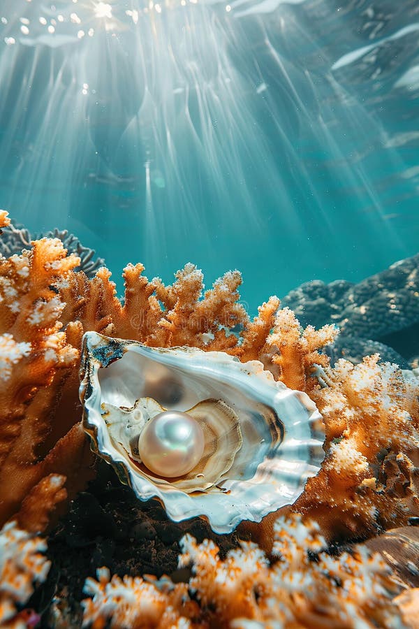 A Pearl Oyster at the Bottom of the Ocean Stock Illustration ...