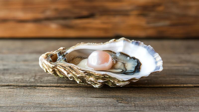 Pearl Oyster Shell Wood Background Jewelry Stock Image - Image of ...