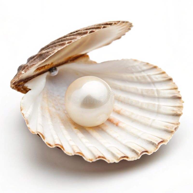 Pearl in Scallop Shell Closeup Stock Illustration - Illustration of ...