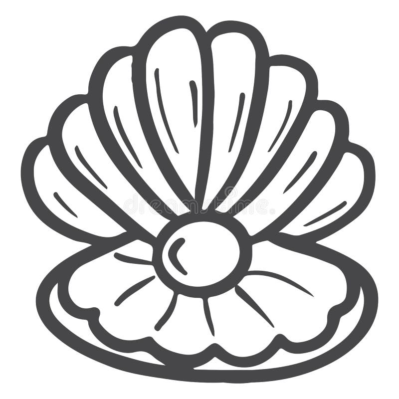 Pearl in the Shell. Hand Drawn Watercolor Illustration Isolated on ...