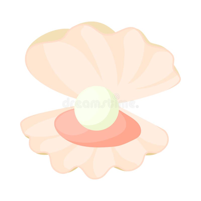 Pearl in a Shell Icon, Cartoon Style Stock Vector - Illustration of ...