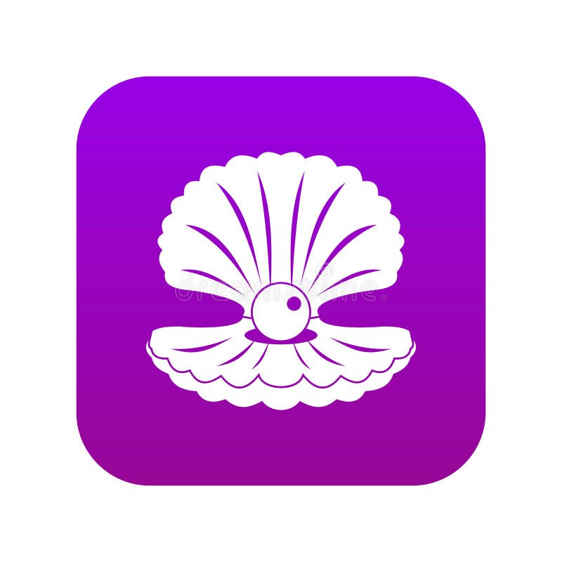Pearl in a Shell Icon Digital Purple Stock Vector - Illustration of ...