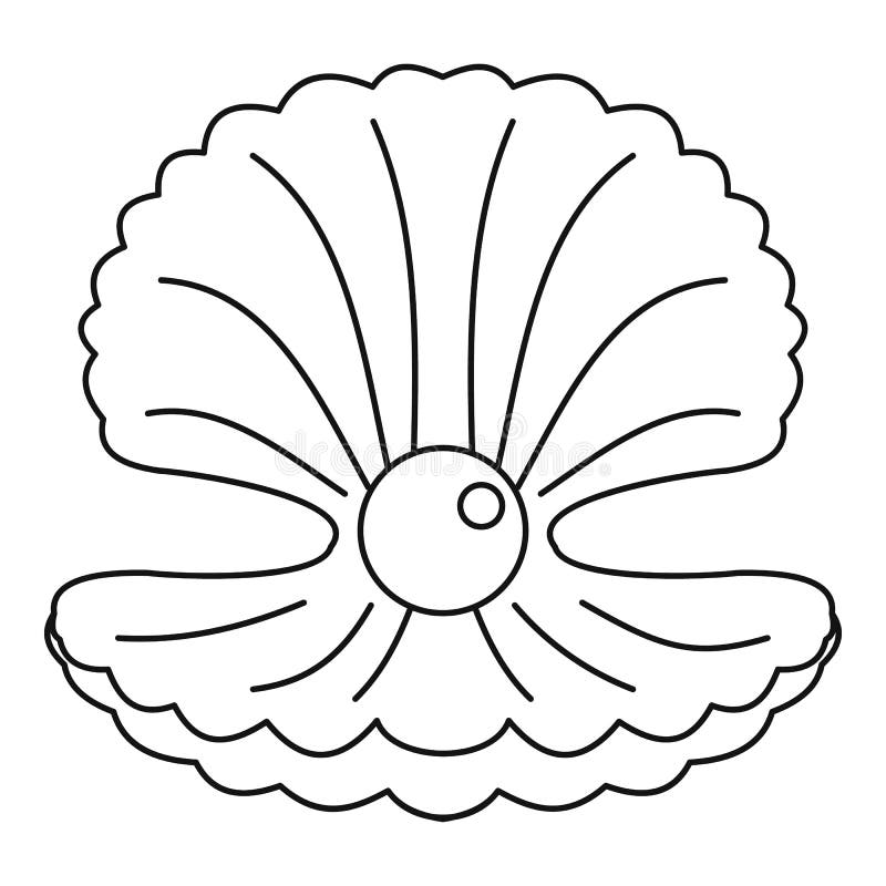 Pearl in a Shell Icon Outline Stock Vector - Illustration of circle ...
