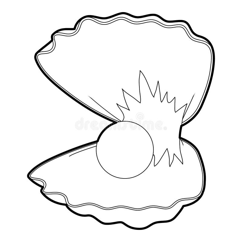 Pearl shell icon outline stock vector. Illustration of icon - 96433100