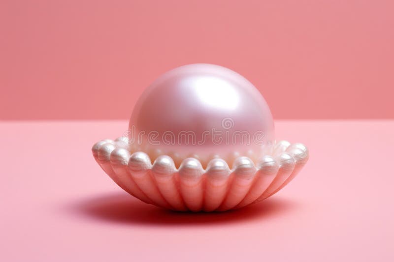 Pearl Shell on a Pink Background. Minimal Style Stock Illustration ...