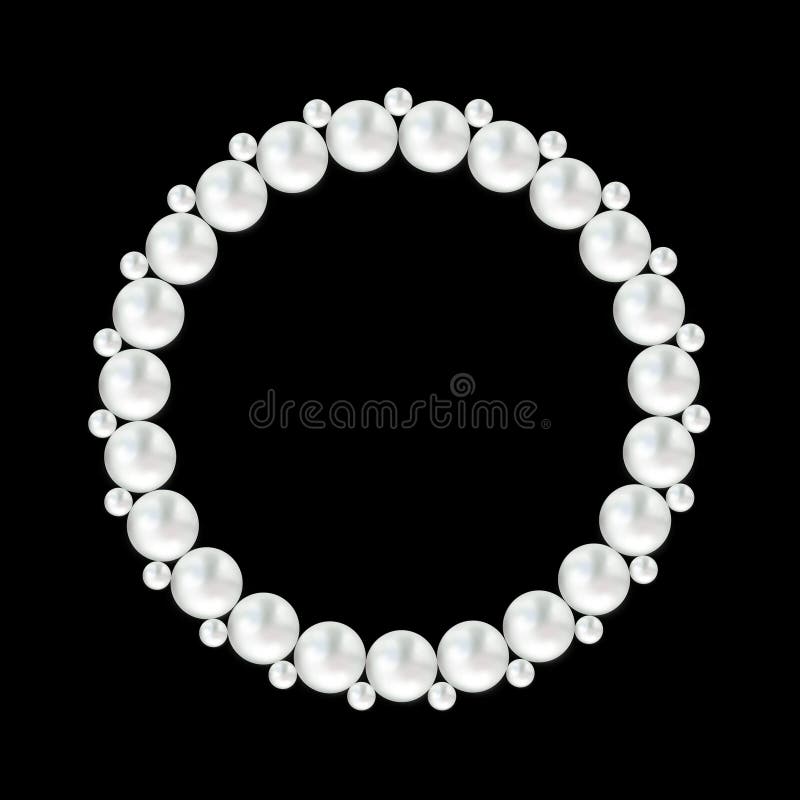Pearl White Bead Round Frame Border on Pink. Stock Illustration ...