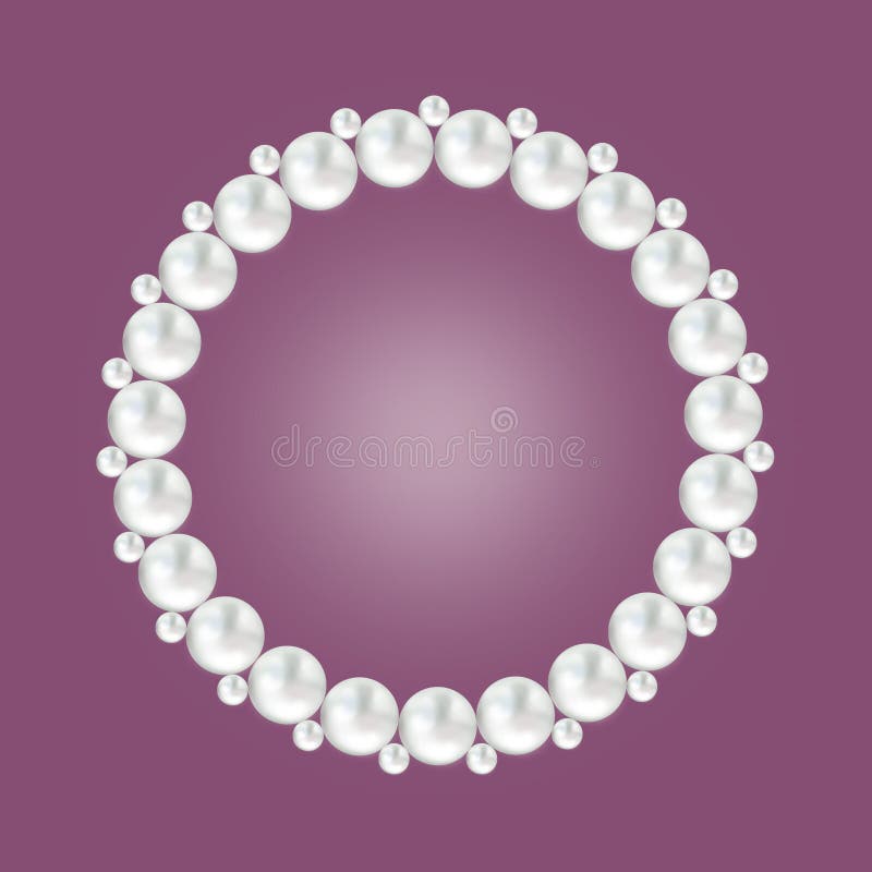 Pearl White Bead Round Frame Border on Pink. Stock Illustration ...