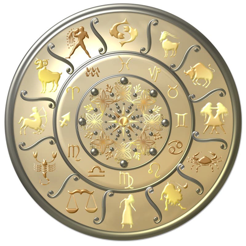 Pearl Zodiac Disc with Signs and Symbols Stock Illustration ...