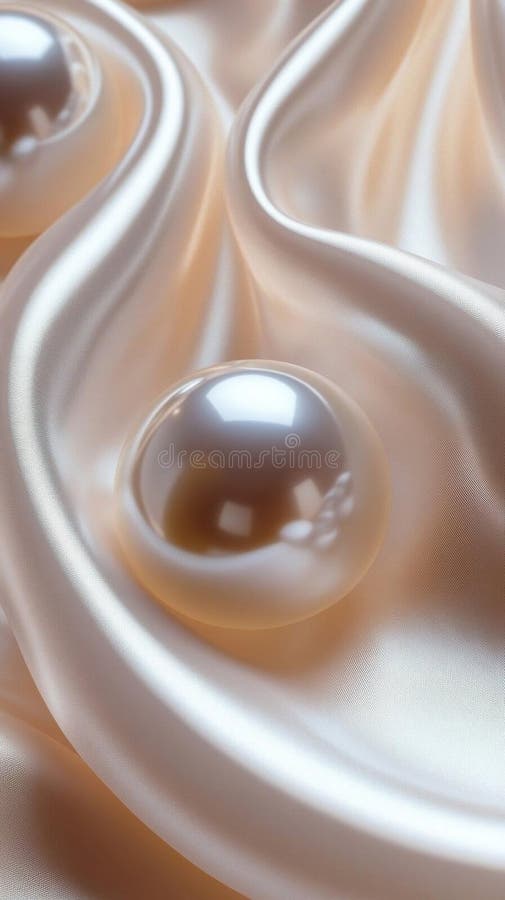 Pearlescent Spheres Resting on Smooth, Flowing Fabric, a Study in ...