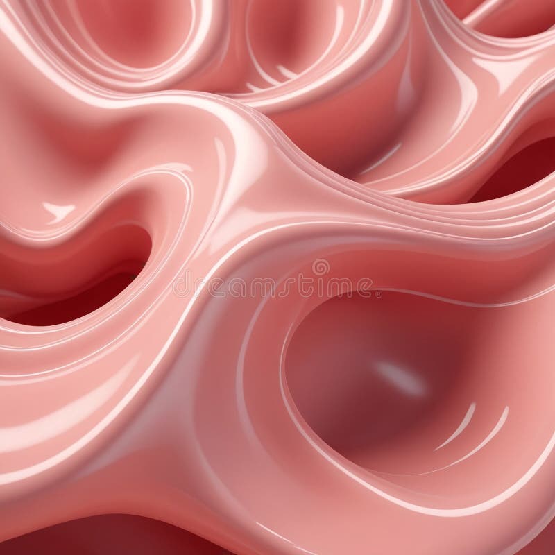 Pearlescent Waves Abstract Pink Liquid Flow 3D Render Stock ...