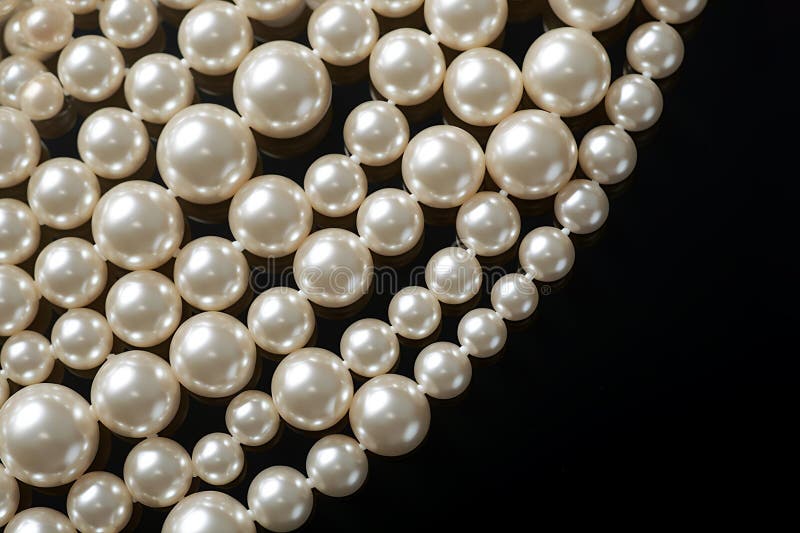 Pearls Background. Pearl Beads, String of Pearls on Black Background ...
