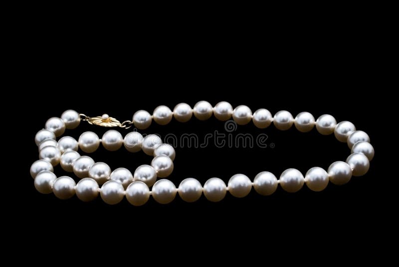 Pearls Necklace on Black Background Stock Image - Image of pattern ...