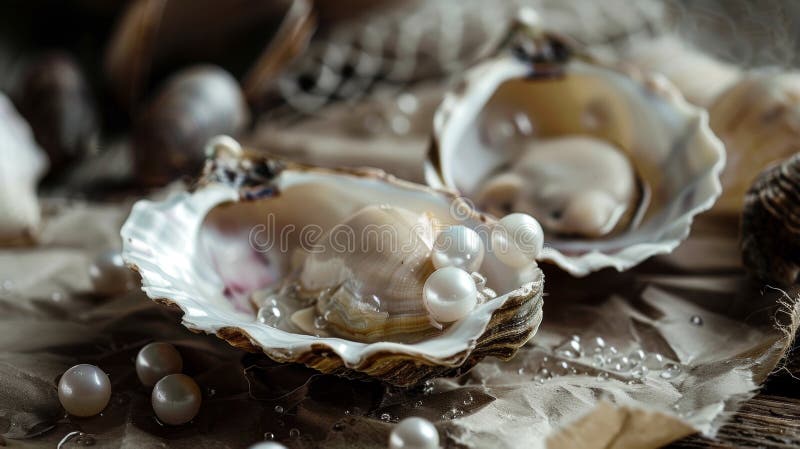 Pearls in Open Oysters on a Rustic Background Stock Photo - Image of ... Pearls in Open Oysters on a Rustic Background Stock Photo - Image of ...