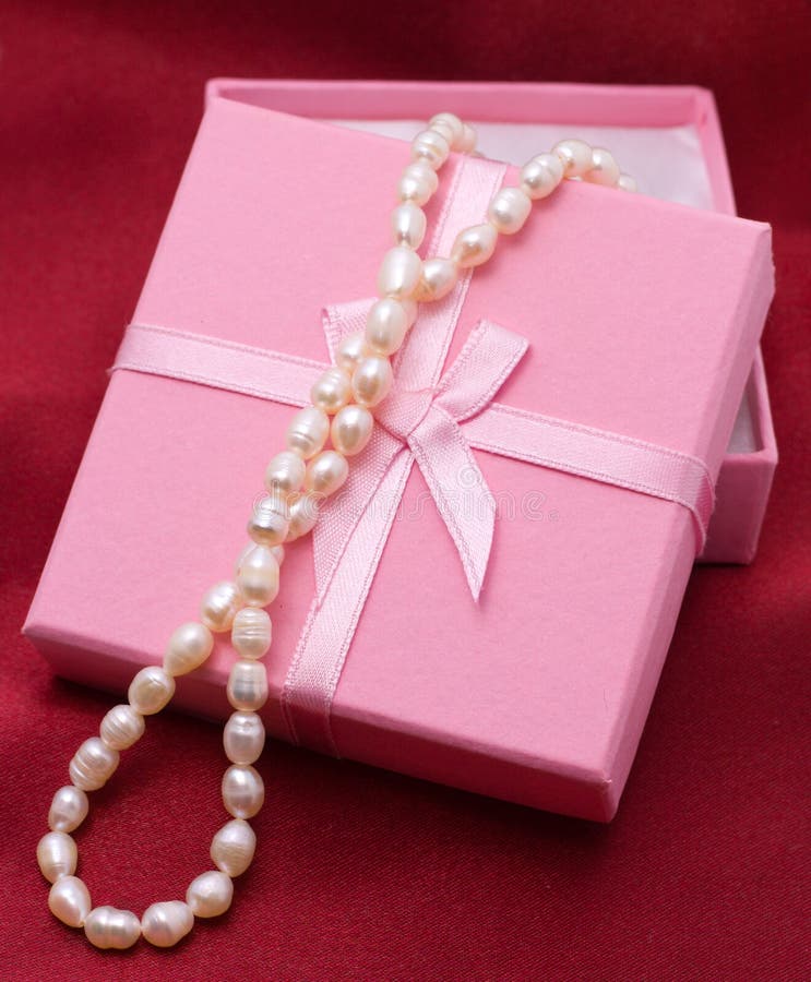 Pearls at pink box stock photo. Image of pearls, pink - 12733862