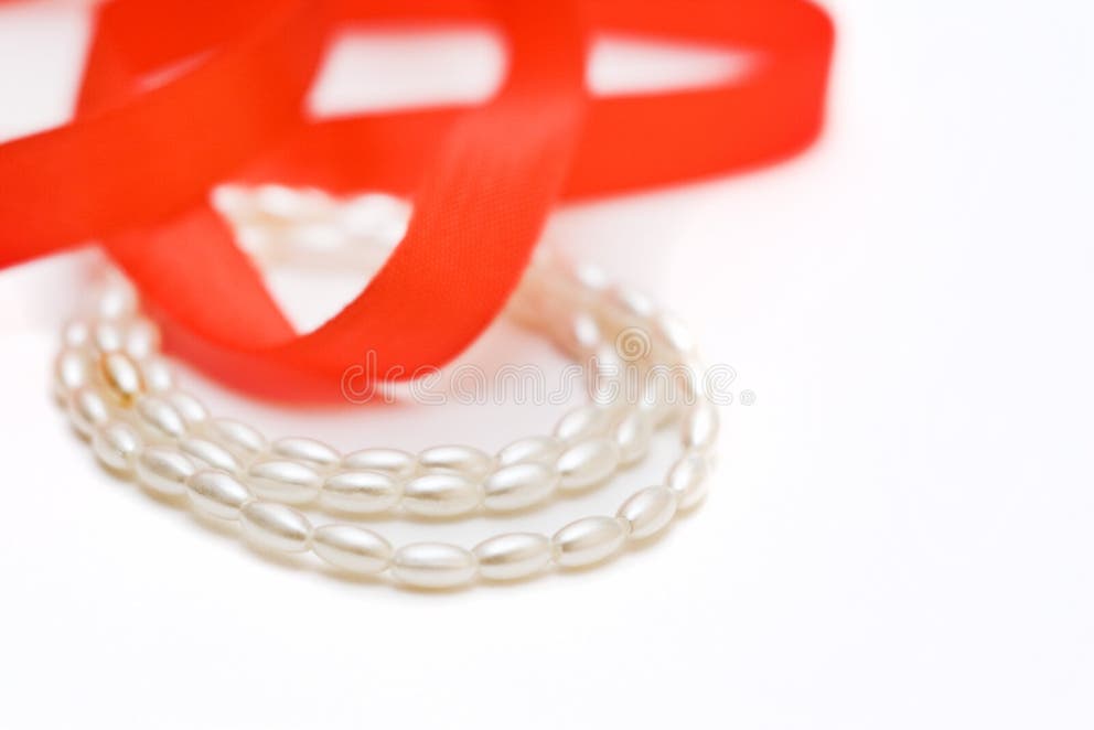 Pearls and ribbon stock image. Image of objects, wedding - 12575863