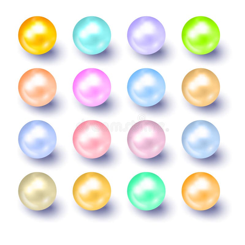 Pearls. Set is Three-dimensional Geometric Shape Isolated on White ...