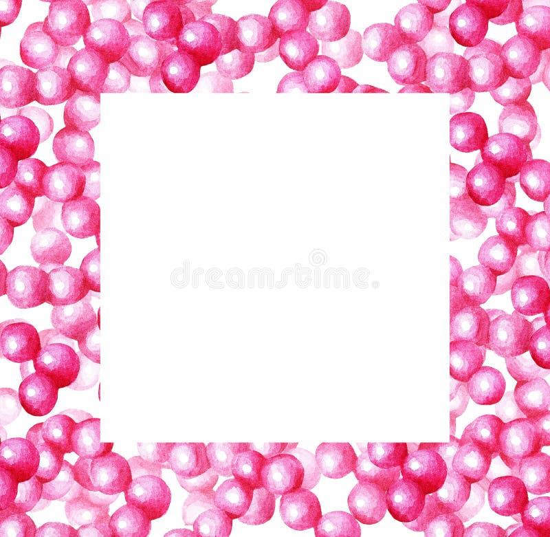 Pearls. Square Frame. Watercolor Stock Illustration - Illustration of ...