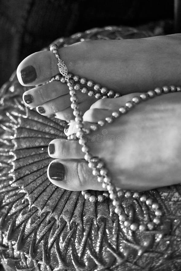 Pearls and toes stock photo. Image of bare, blue, velvet - 62990316