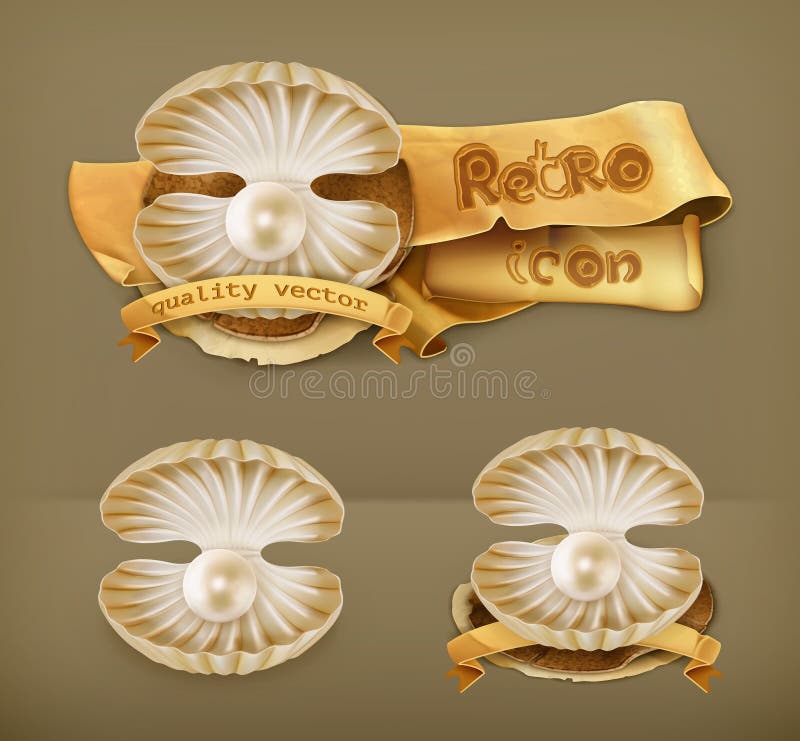 Pearls vector icons stock vector. Illustration of opened - 57418100