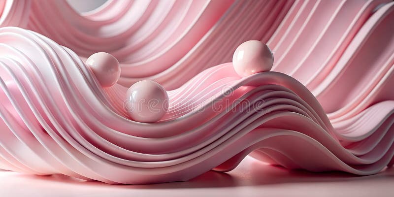 Pink 3D Curved Shapes Simulating Wave Movements Concept of Movement ...
