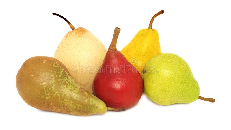 Pears of Different Varieties (isolated) Stock Photo - Image of green ...