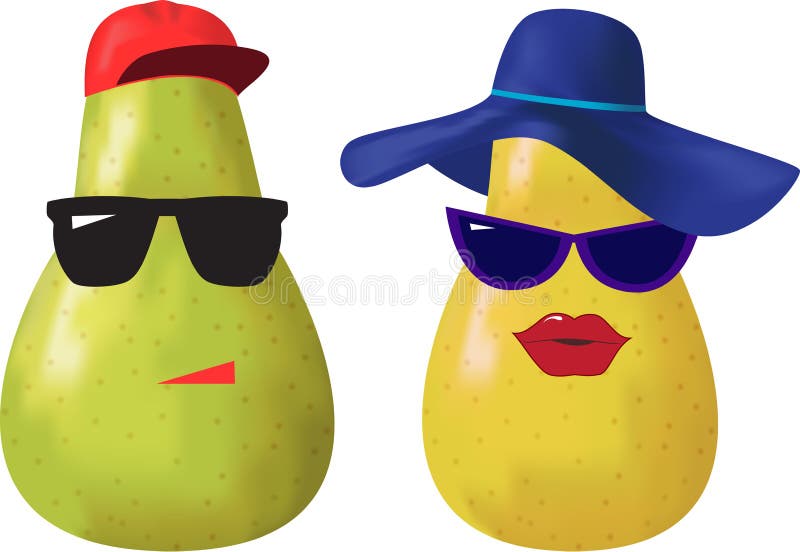Pears with Glasses and Hats Stock Vector - Illustration of design ...