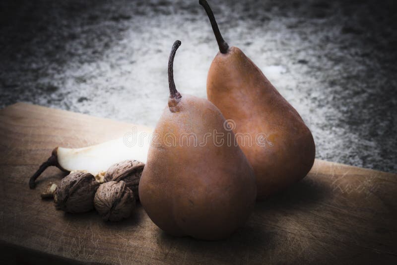 Pears and nuts stock image. Image of view, brown, nature - 78751939