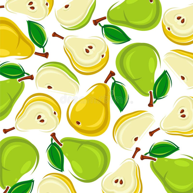 Pears Pattern Background Set. Collection Icons Pear Stock Vector ...