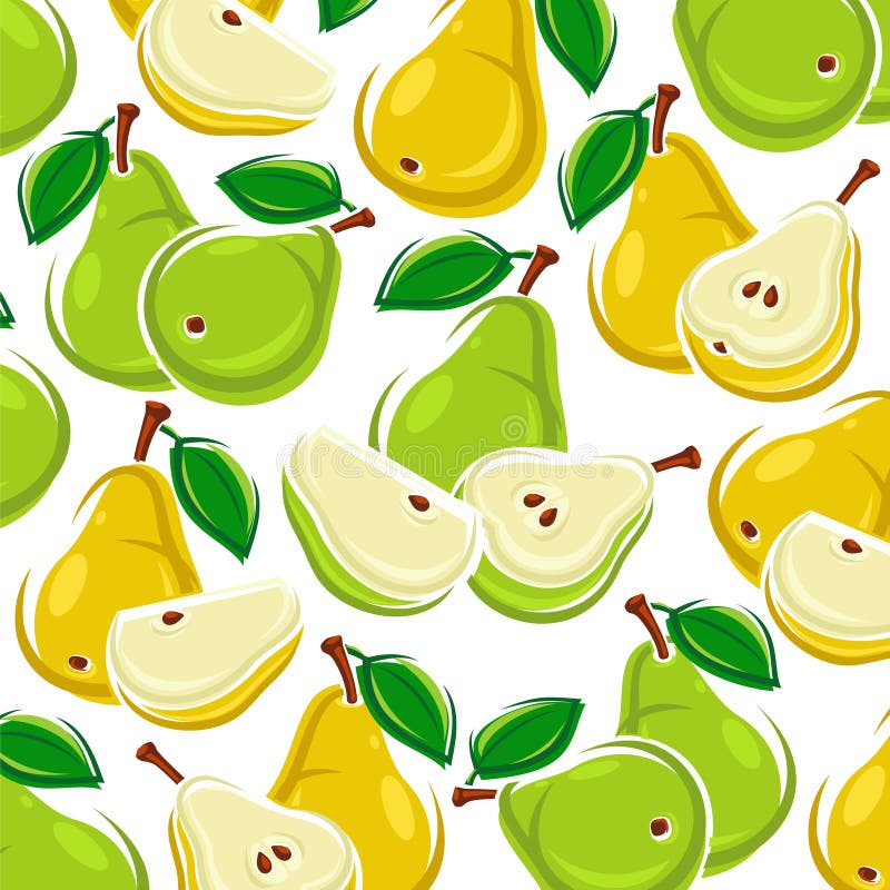 Pears Pattern Background Set. Collection Icons Pear Stock Vector ...